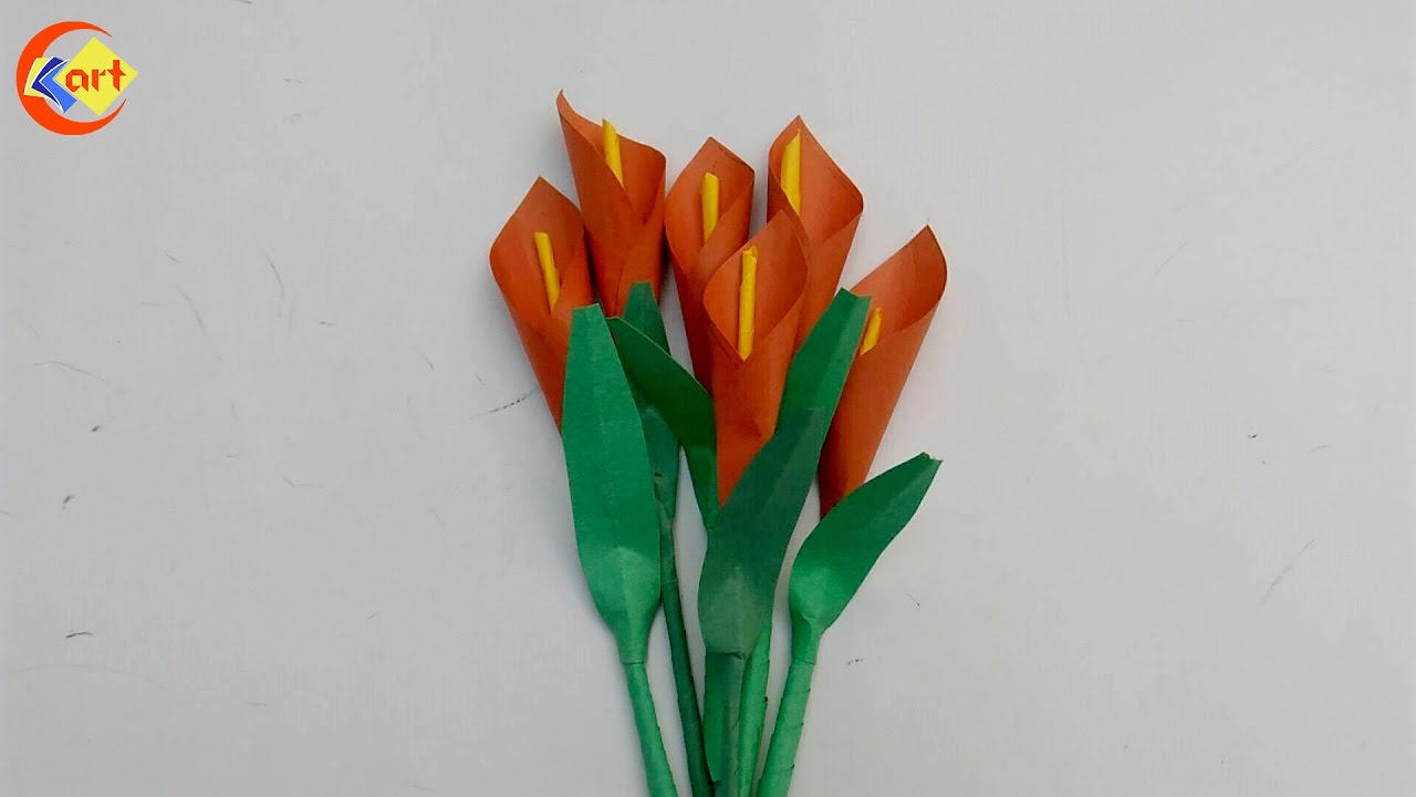 DIY: How to make calla Lily Flower | easy origami Flowers - YouTube