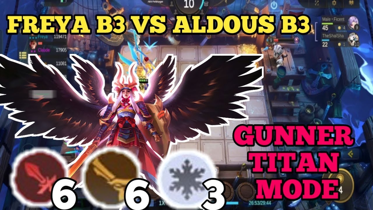 FREYA GUNNER TITAN MODE - ALDOUS HYPER PUN DIBANTAI || MAGIC CHESS ...