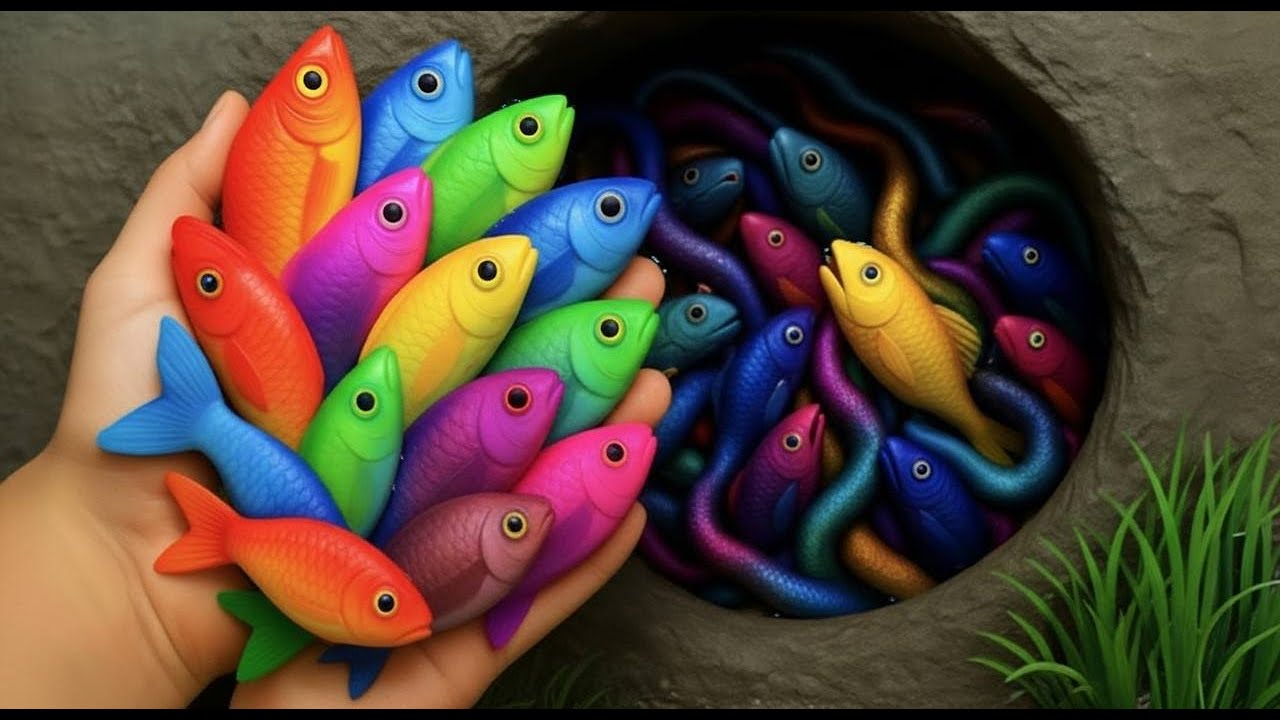Catching Baby Colorful Fish 🐟🌈 | Fun Surprise Aquarium Play for Kids ...