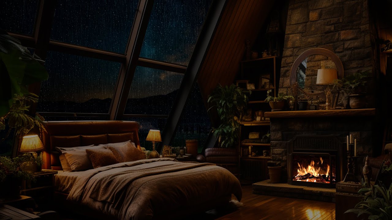 Relaxing Rainfall and Crackling Fire Sounds for Tranquil Sleep - 99% ...