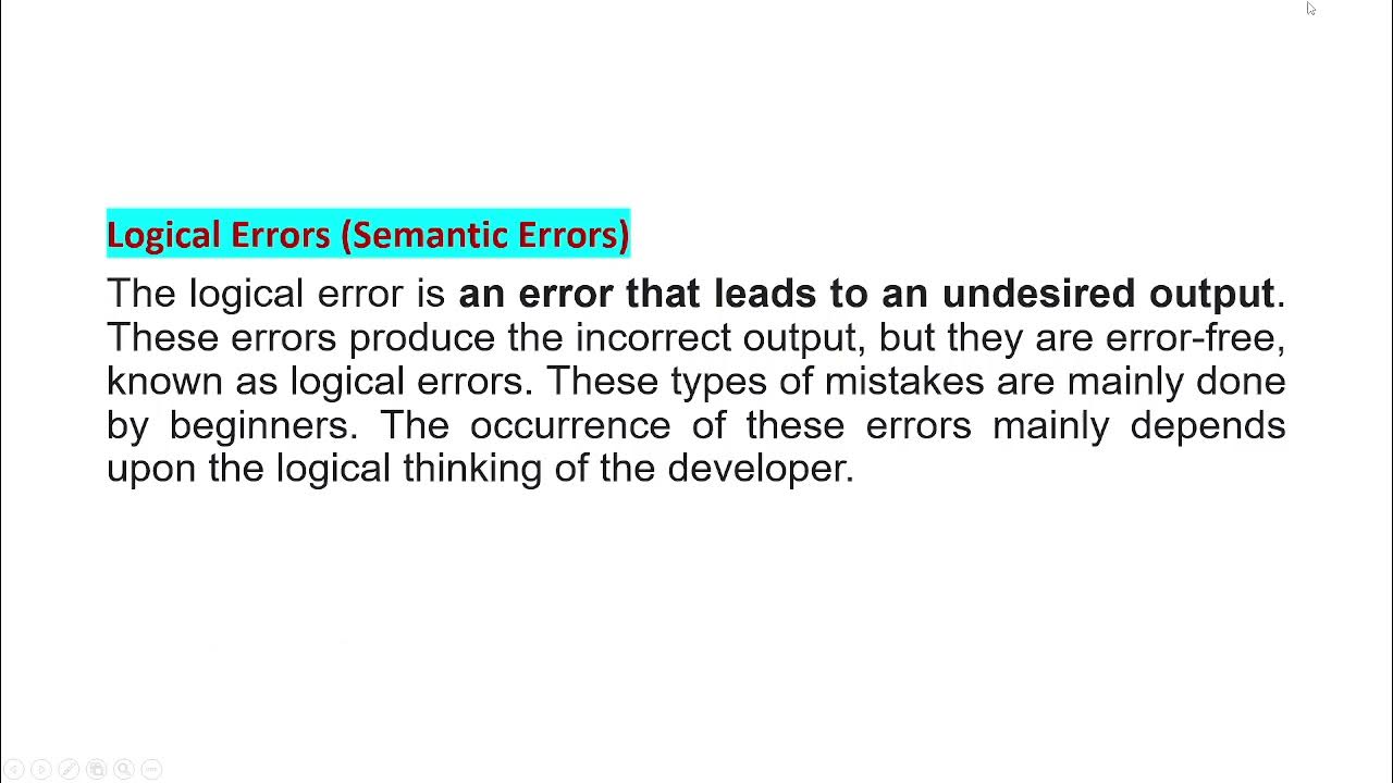 Errors Logical, Linker and semantic - YouTube