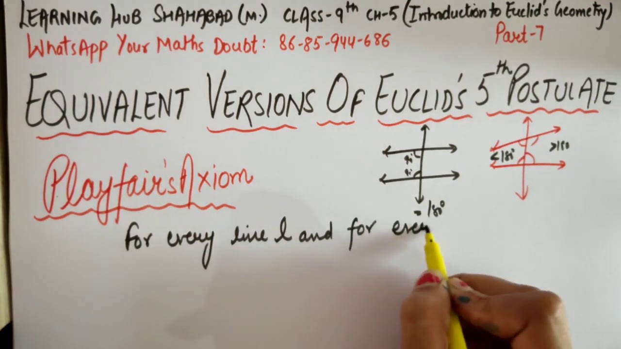 Ch-5 Part-7 Class-9th(Equivalent versions of Euclid's fifth postulates ...