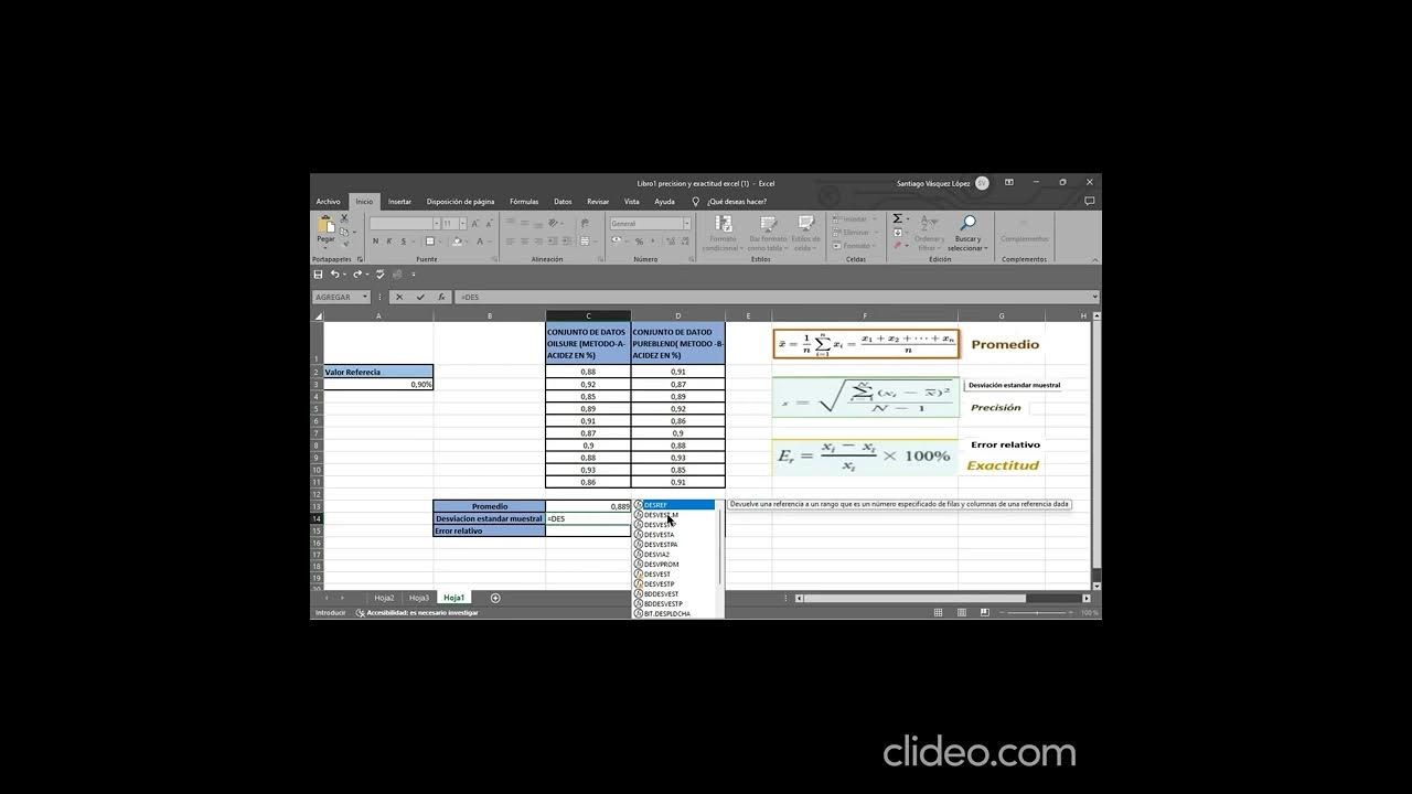 Precisión y exactitud en excel - YouTube