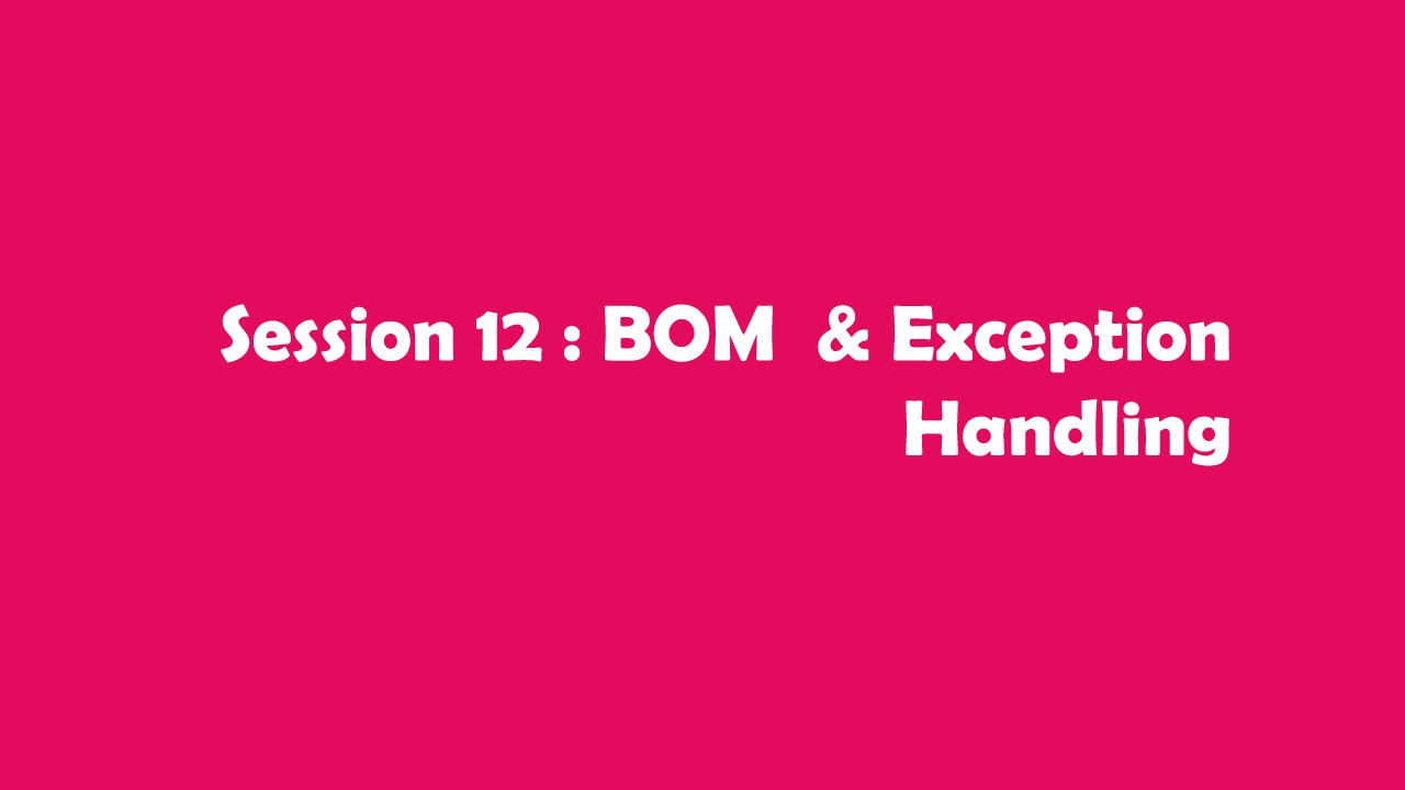 JavaScript In Tamil - Session 12: BOM & Exception Handling - YouTube