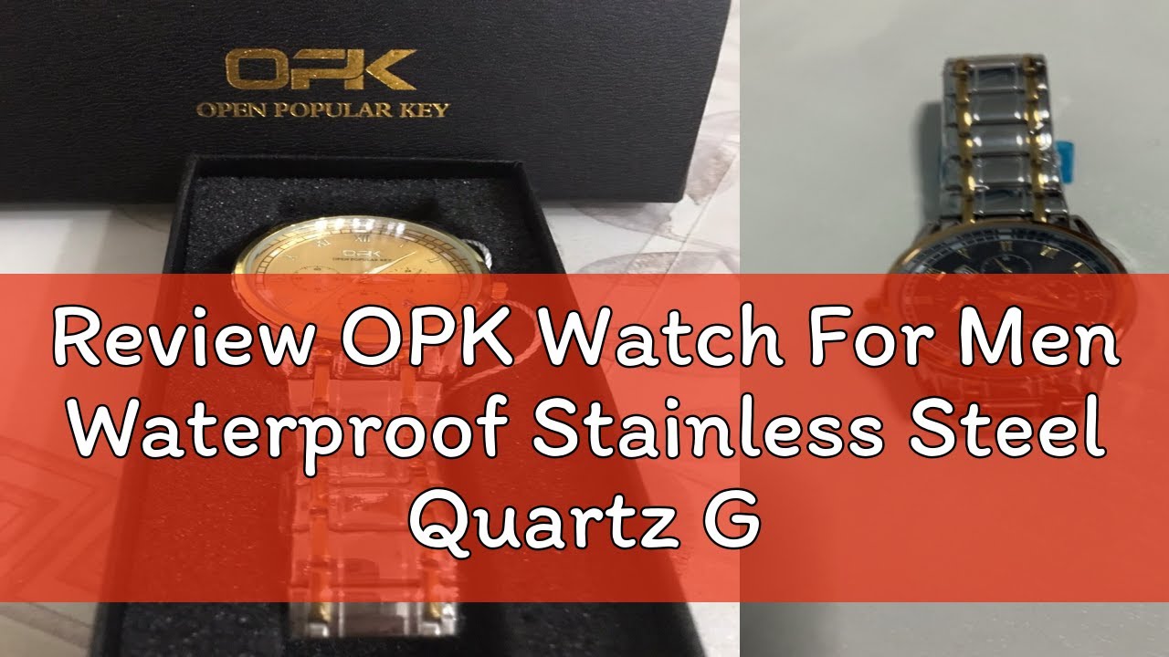 Review OPK Watch For Men Waterproof Stainless Steel Quartz Gold Black ...