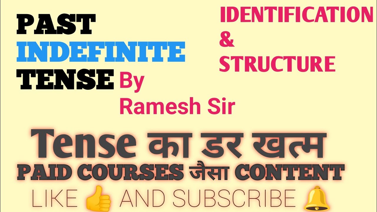 Past Indefinite Tense || Sentence & Structure of Past Indefinite Tense ...