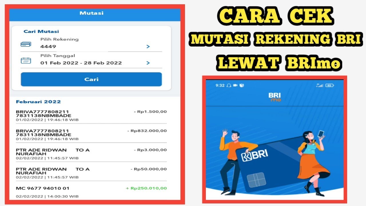 CARA CEK MUTASI REKENING BRI DI APLIKASI BRIMO - YouTube