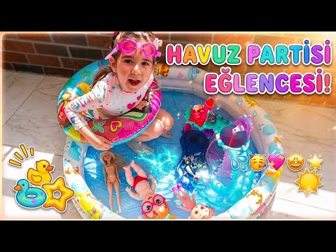 SAHRA EVDE HAVUZ KEYFİ YAPİYOR. BÜTÜN GÜN HAVUZDAN ÇIKMADI.
