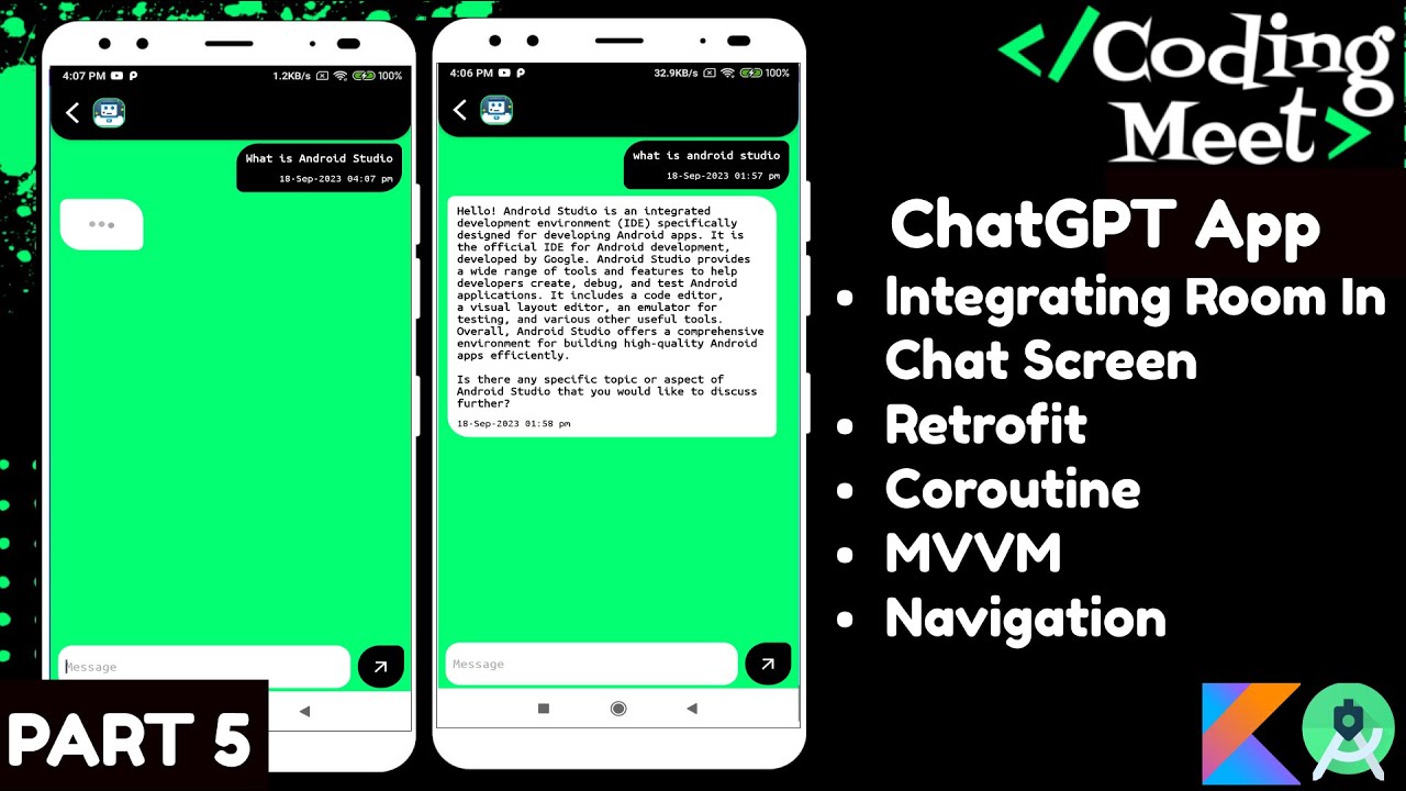#5 ChatGPT App | Integrating Room Chat Screen | MVVM | Retrofit ...