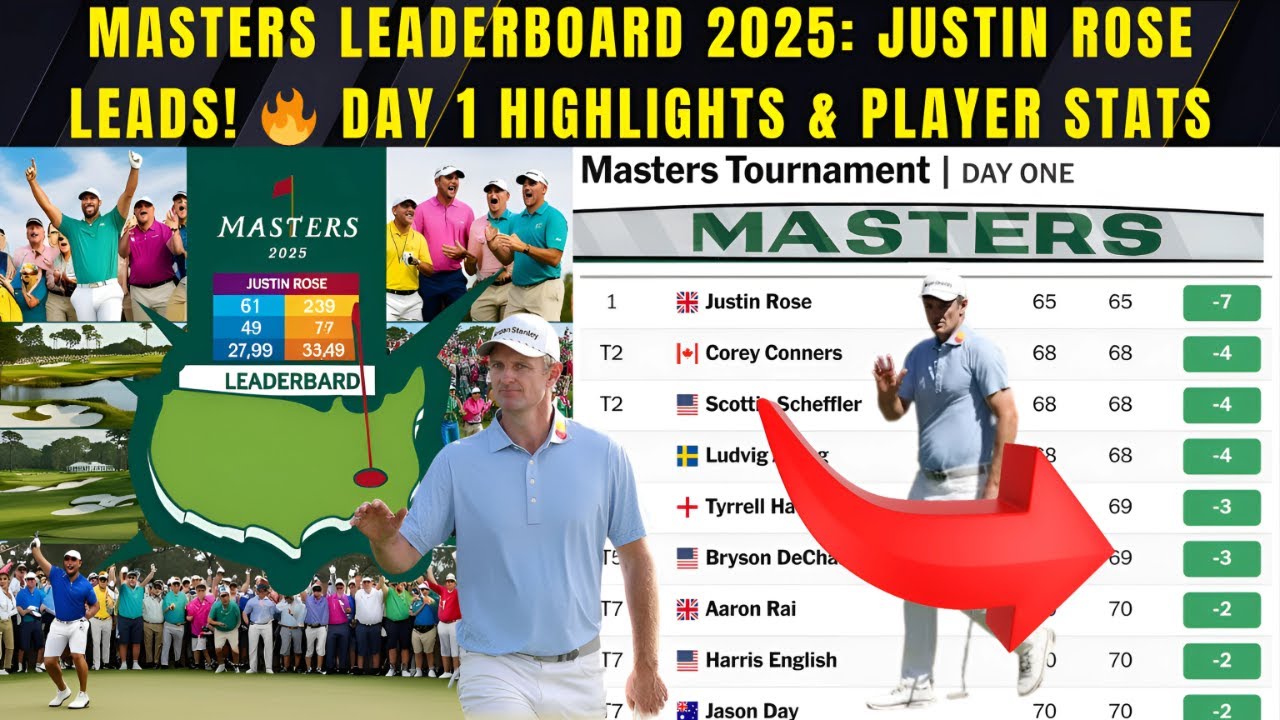 Masters Leaderboard 2025: Justin Rose Leads! 🔥 Day 1 Highlights ...