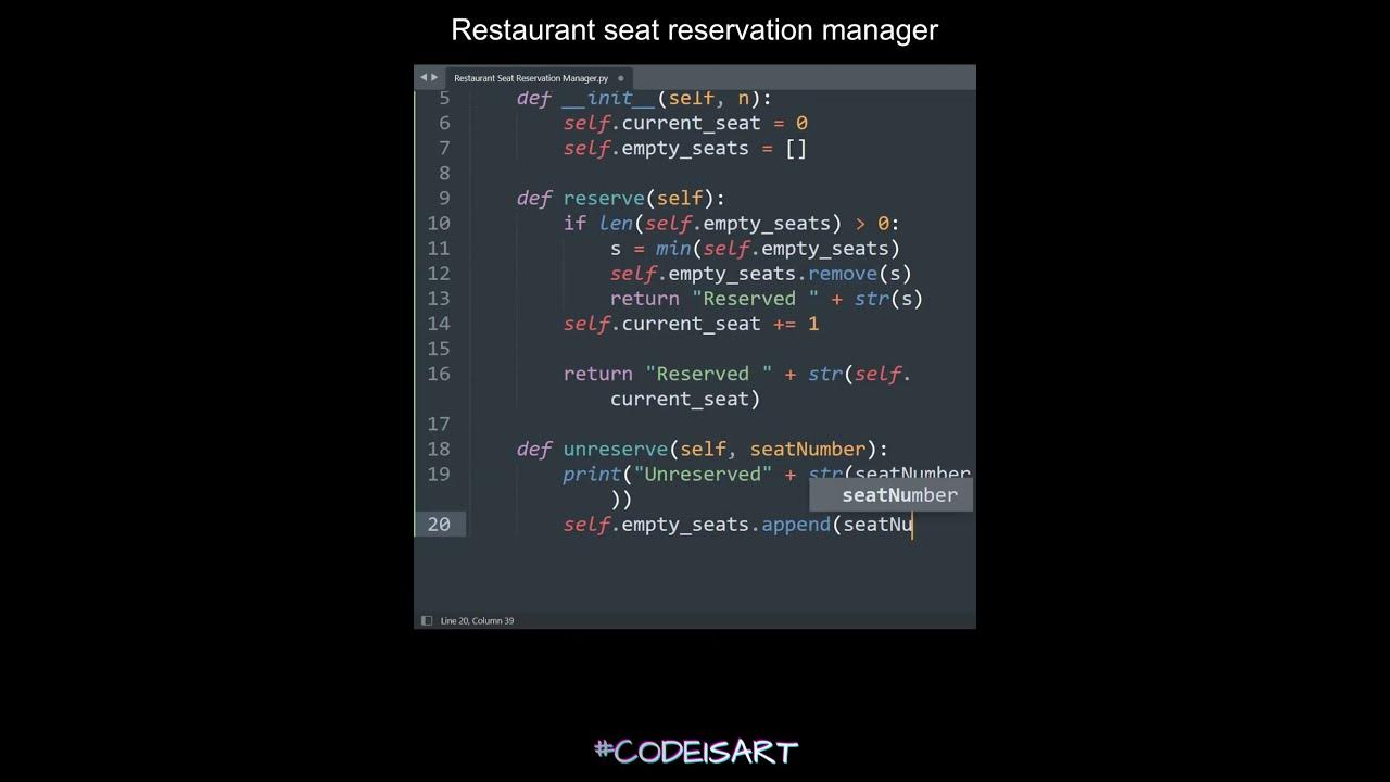 Restaurant seat reservation manager in Python | Python Examples | Python Coding Tutorial ...