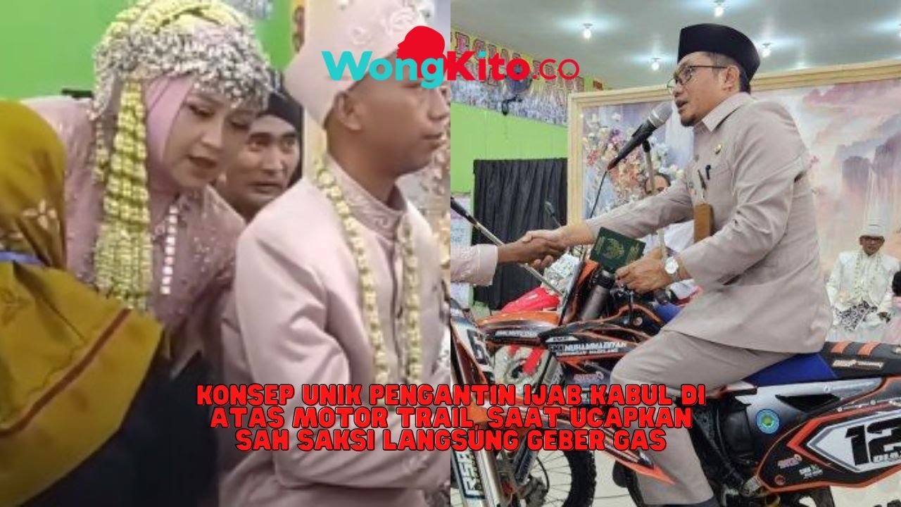 Konsep Unik Pengantin Ijab Kabul di Atas Motor Trail, saat Ucapkan Sah, Saksi Langsung Geber gas ...