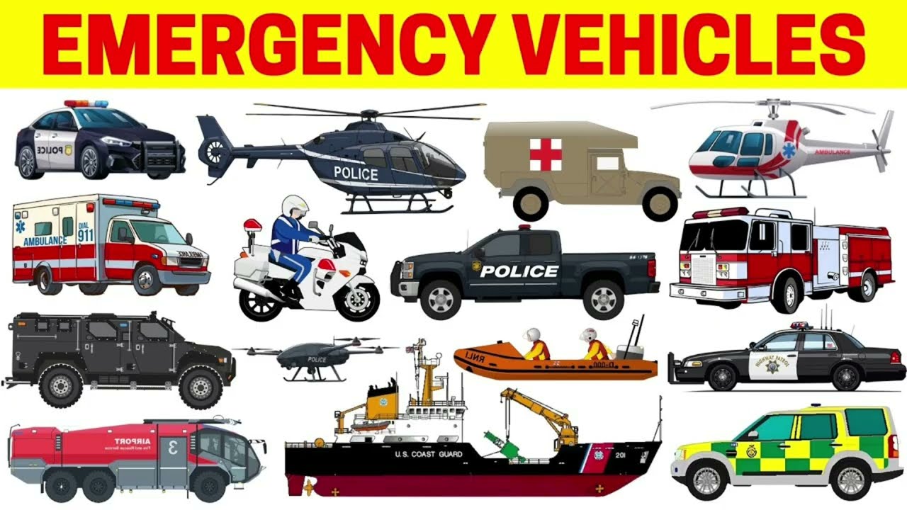 Emergency Vehicles in Action! 🚓🚒🚑 Learn Their Names & Sounds | Police ...