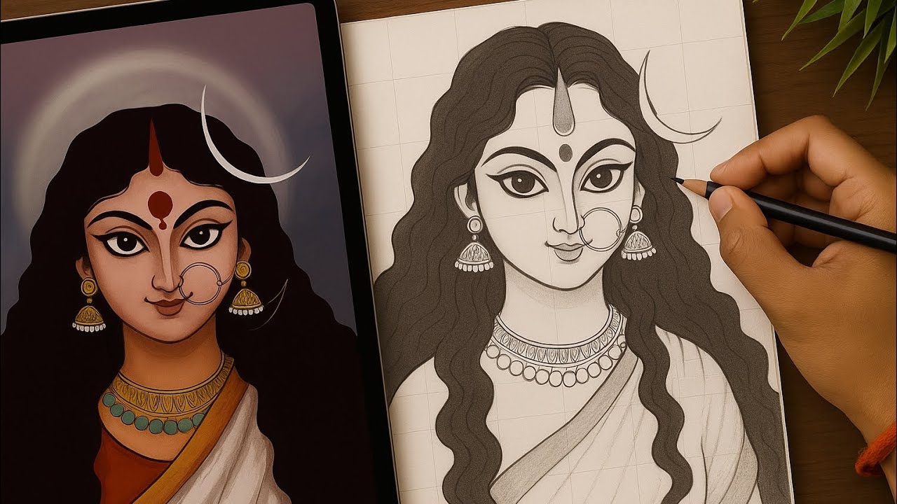 How to draw Navratri special Maa Durga drawing😨 /easy step by step ...