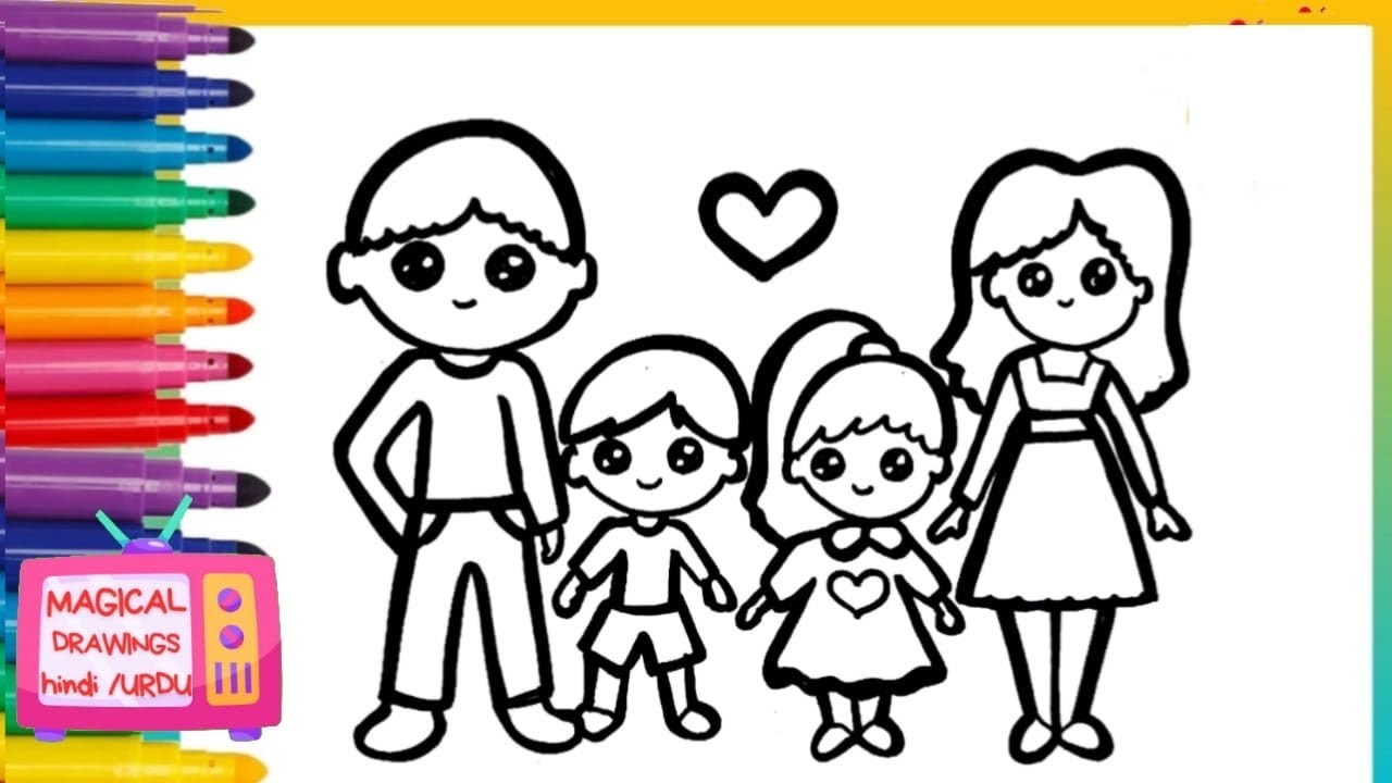 Drawing And Coloring A Family 👩👨👧👦🌈 Drawings And Coloring For Kids ...