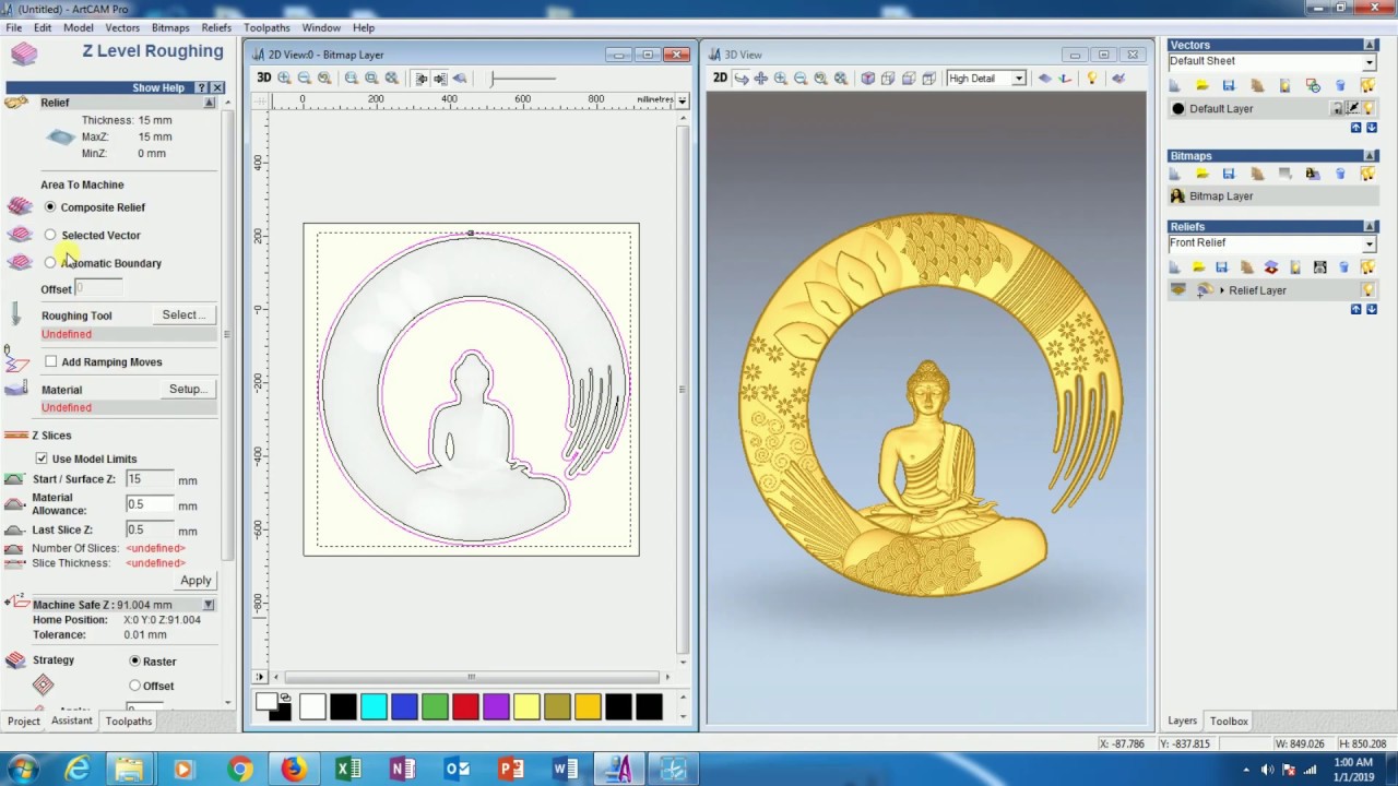 HOW TO MAKE TOOLPATH FOR WOOD IN ARTCAM - YouTube
