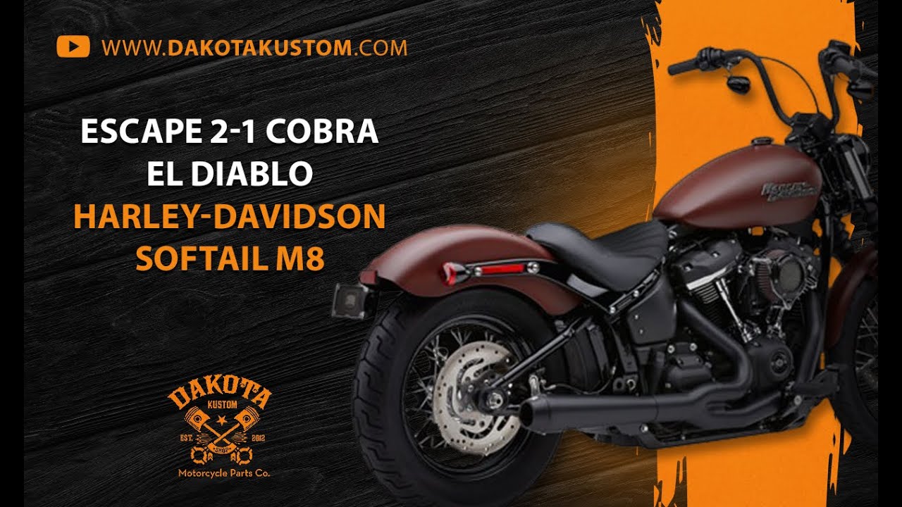 Escape 2-1 Cobra El Diablo Harley-Davidson Softail M8 - Dakota Kustom - YouTube