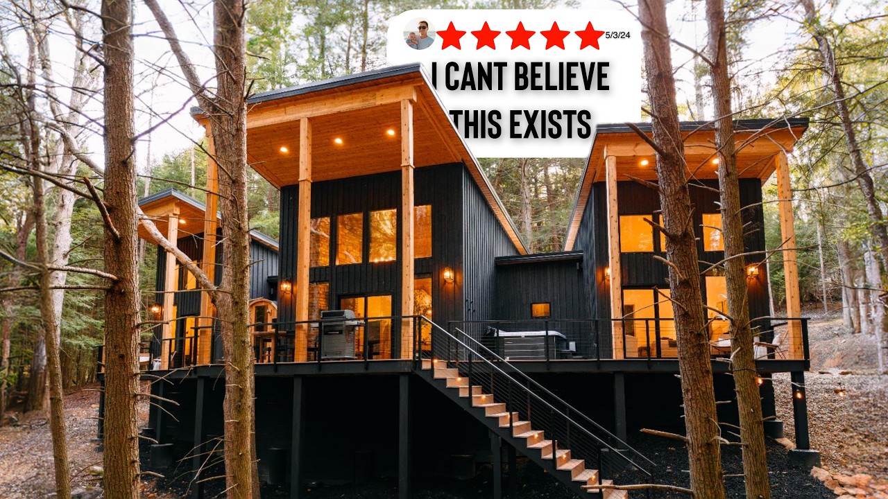 Majestic Forest Cabin w/ Waterfalls! Full Cabin Tour! - YouTube