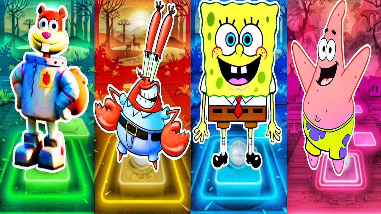 Sandy Sheeks🆚 Mr krabs🆚 Spongebob🆚 Patrik star -Tiles Hop - YouTube