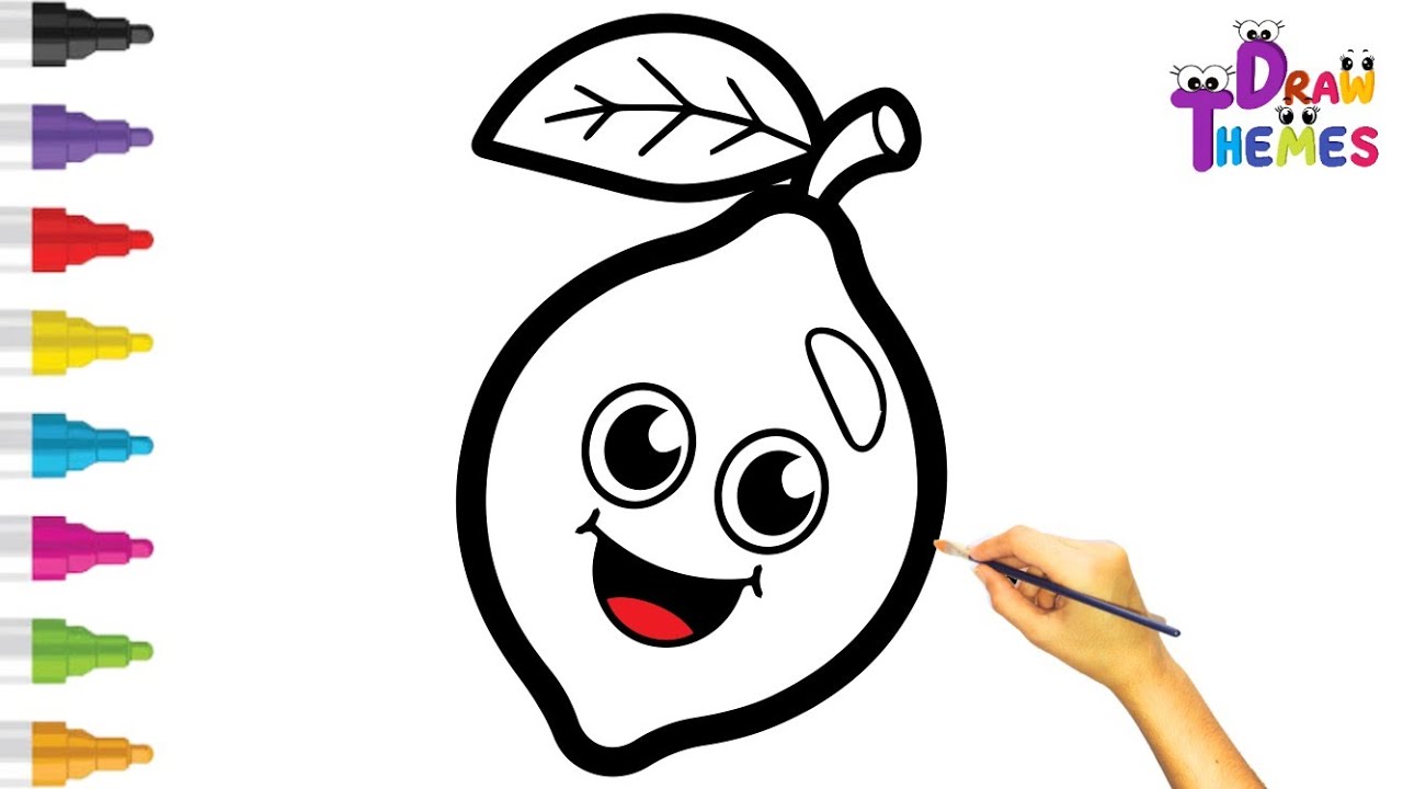 How to draw a Lemon | Fruit Drawing & colouring for kids & toddlers #8 ...