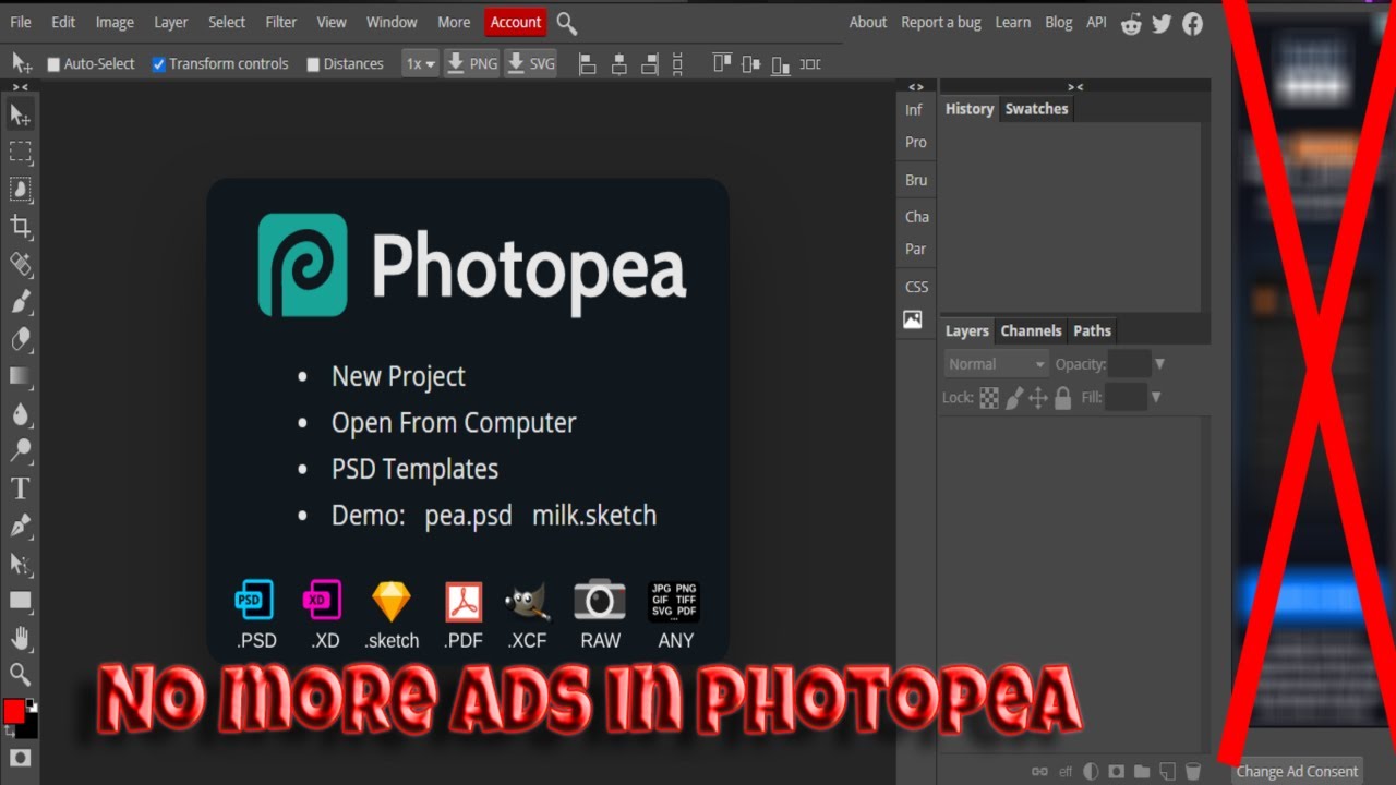 How to remove ads on photopea for free!(outdated, doesnt work) - YouTube