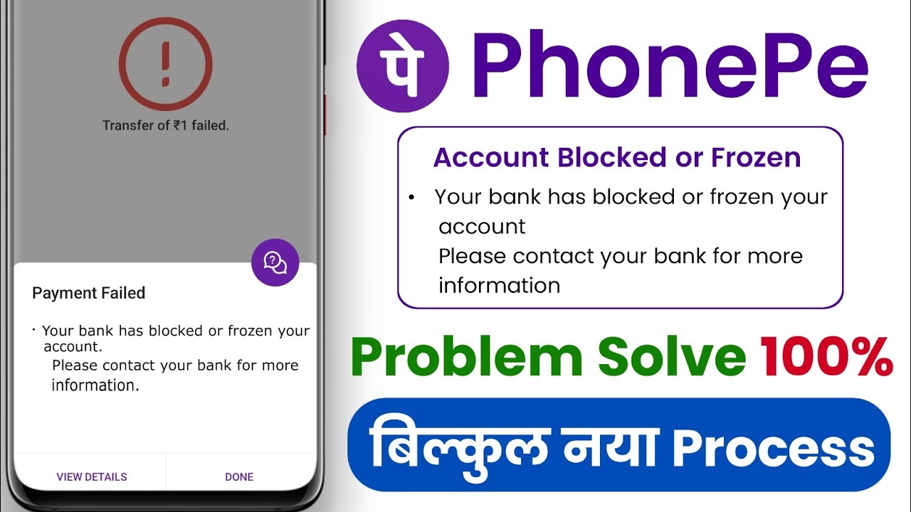 Your bank has blocked or frozen your account in phonepe - phonepe your ...