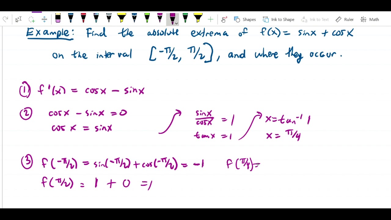 Extreme values and critical points Optimize trig function on closed ...