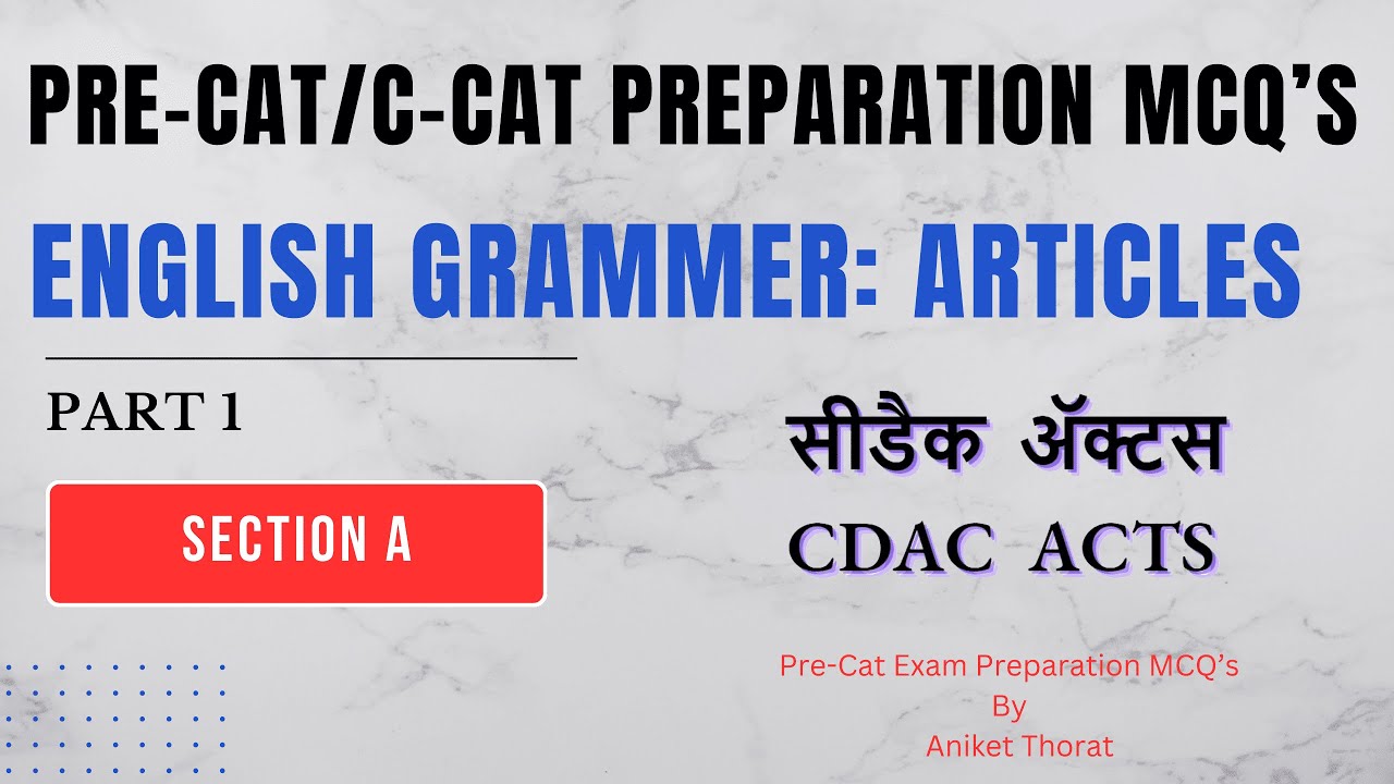 CDAC | Pre-Cat/C-CAT Preparation MCQ's | Section A | English Grammar ...