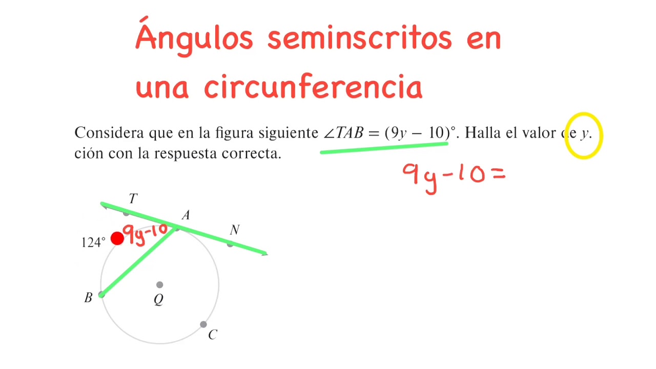 Ángulo seminscrito mide la mitad que el arco - YouTube