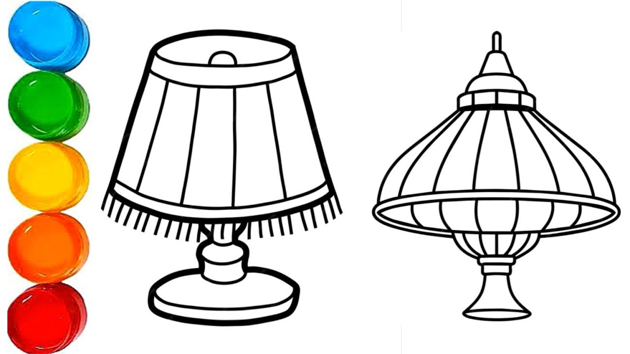 How to Draw Table Lamp Easy | Step by Step Lamp Drawing, Painting and ...