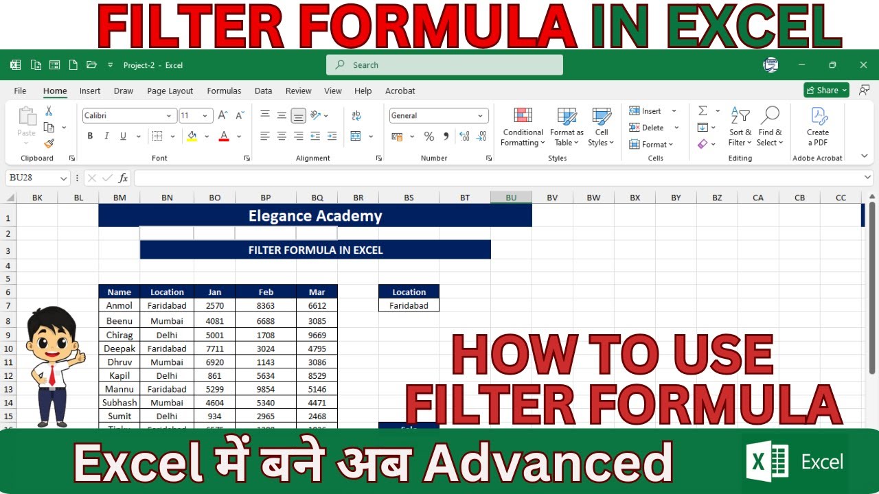 How to use FILTER Formula🔥 #excel #msexcel #eleganceacademy # ...