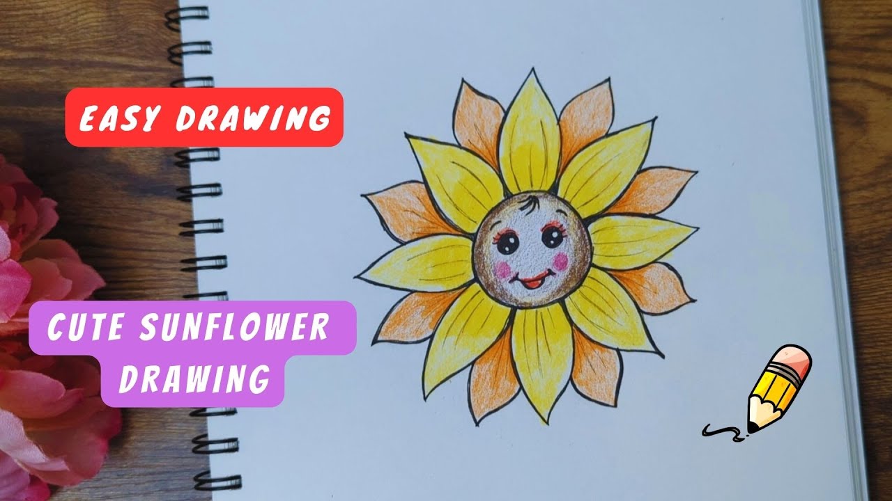 How to draw SUNFLOWER 🌻 | How to draw cute flower | Sunflower drawing ...