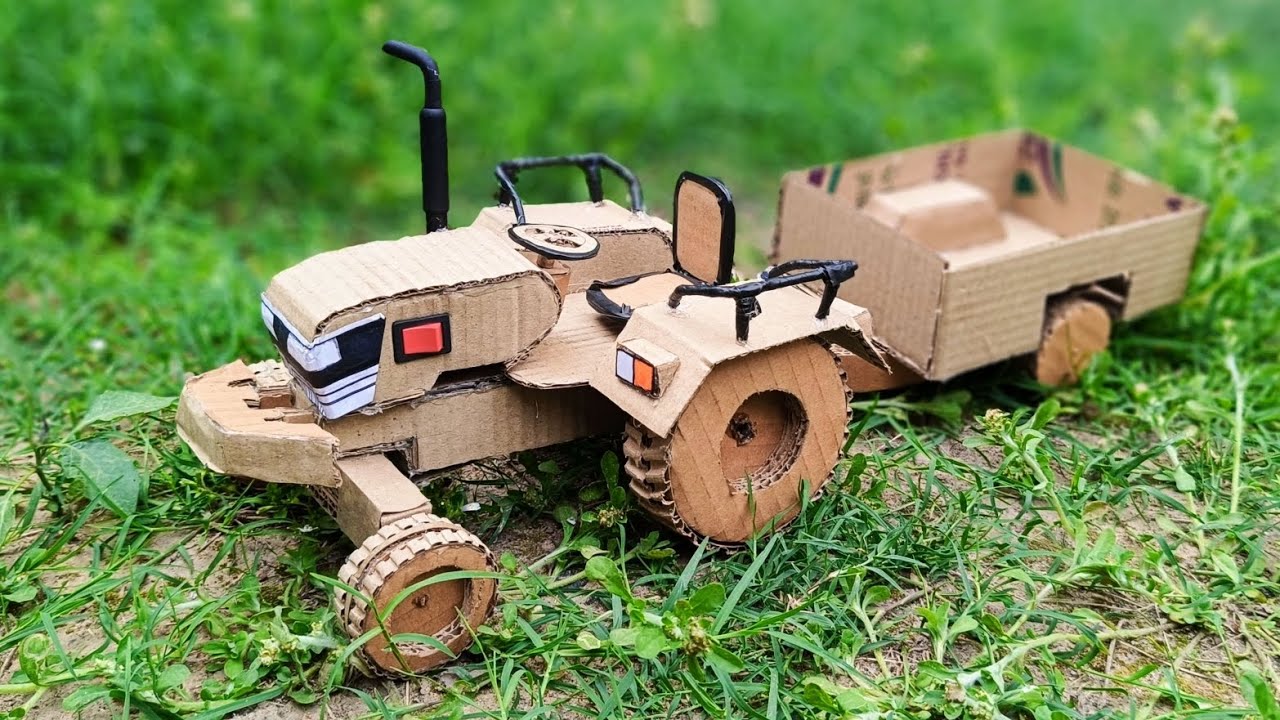 How To Make Cardboard Tractor | at home - YouTube