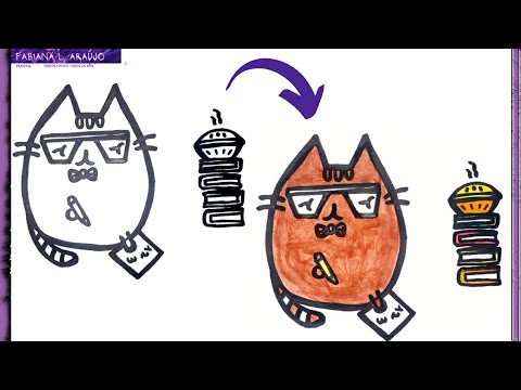 How to Draw Pusheen Cat Studying, Books - Drawing Basics. Como Desenhar ...