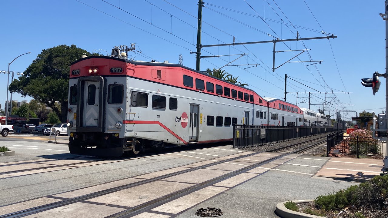 Caltrain at Burlingame - YouTube