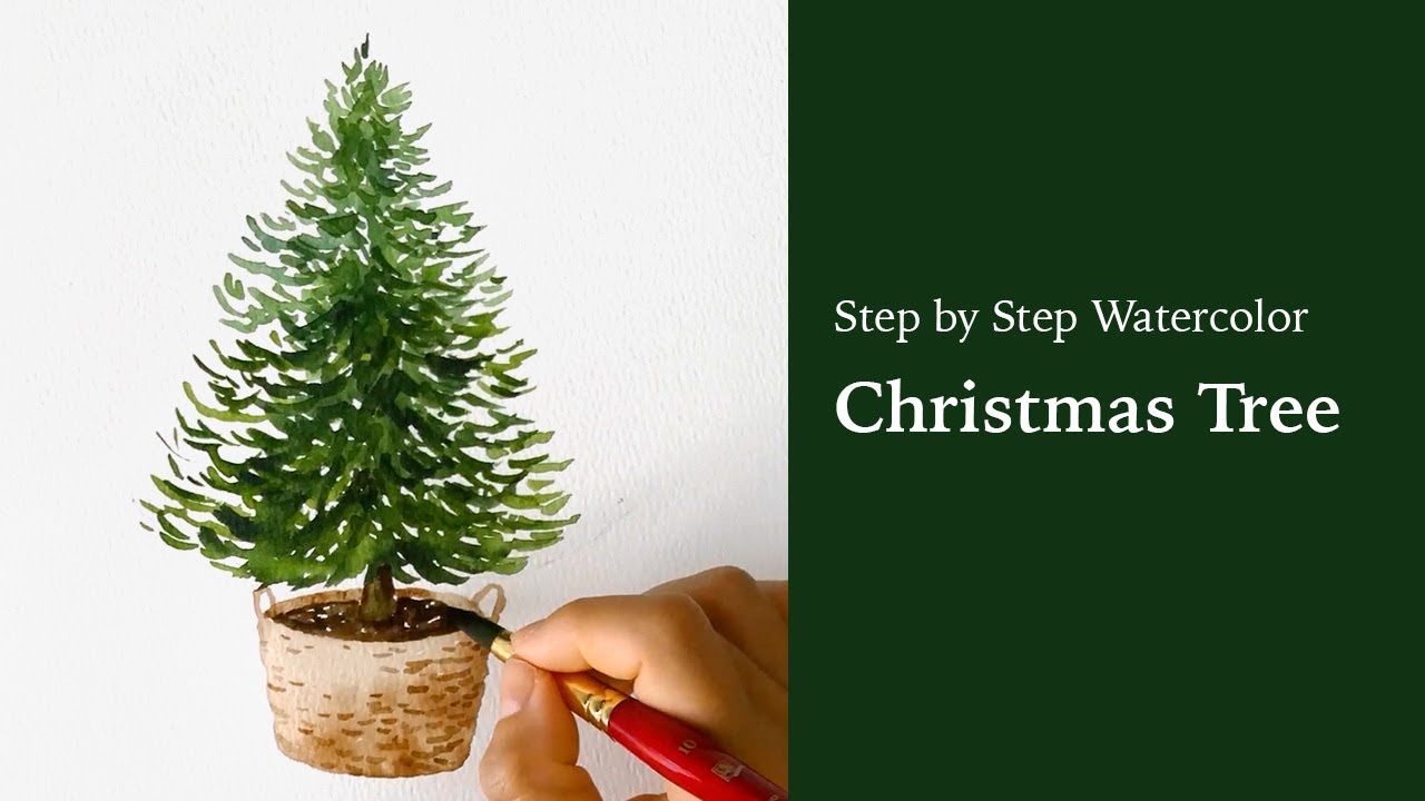 Step by Step Watercolor Christmas Tree for beginner - YouTube