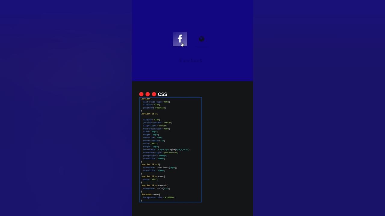 CSS 3D Social Media Icon Hover Effect #coding #webcoding #webdesign #programming#shorts # ...