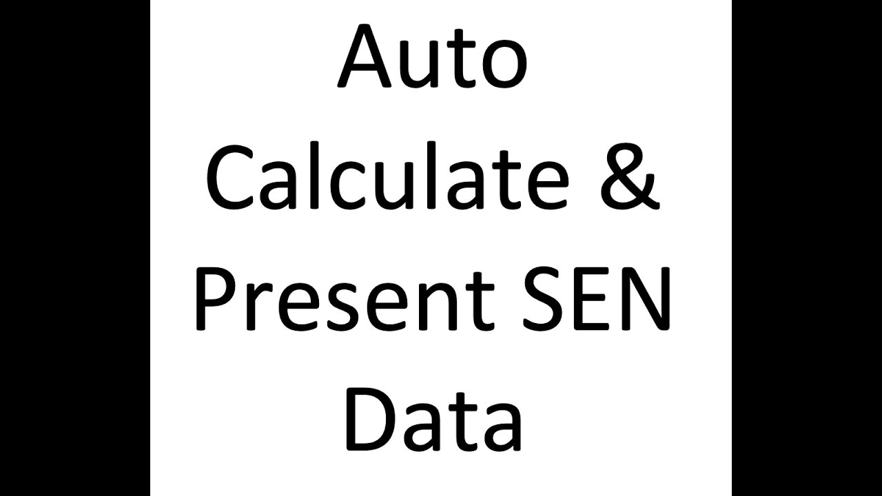 SEN Data Spreadsheet - How To Use - YouTube