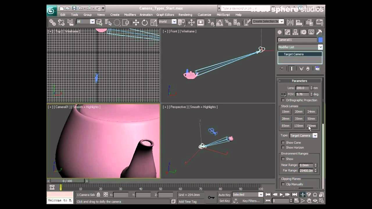 Learn Autodesk 3ds Max - Chapter 10 - Camera Types - YouTube