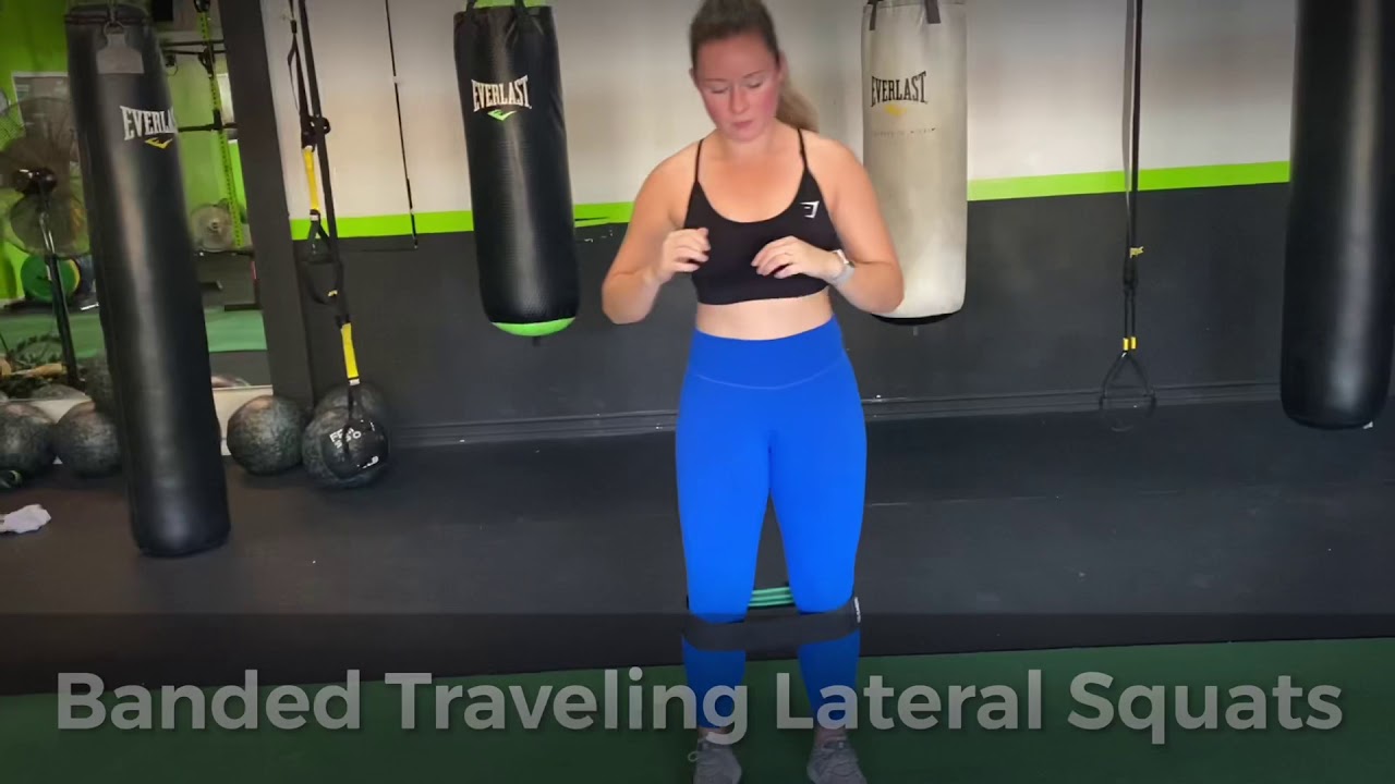 Banded traveling lateral squats - YouTube