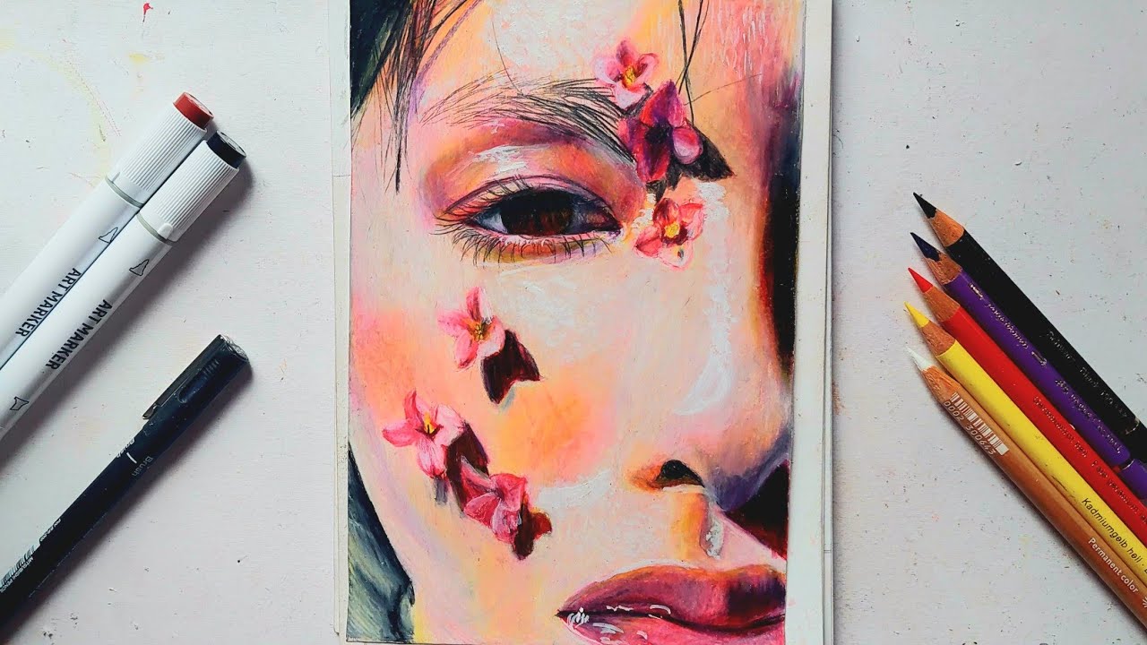 Drawing Portrait With Only 5 Colors! | Zara Dragon - YouTube