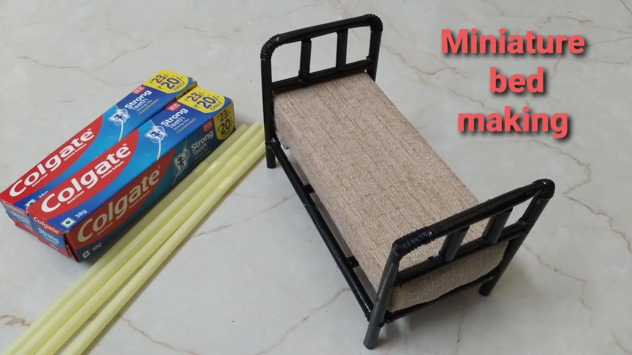 Miniature bed making ll Best out of waste ll doll's bed with waste box ...