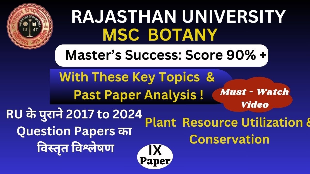 Rajasthan University MSc. Botany Questions || MSc Botany Paper IX All ...