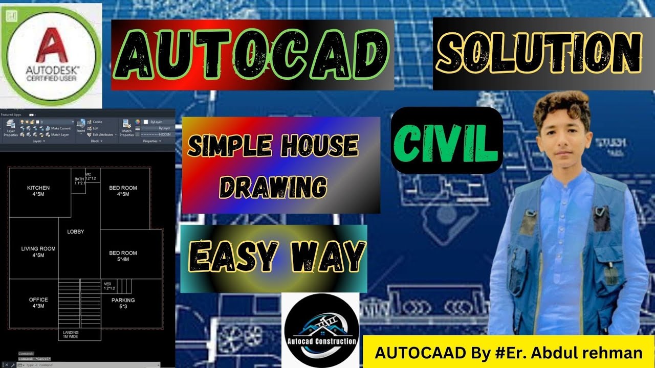 Autocad Home Map Easy Way #AutoCAD Simple Line Plan | Simple Steps Fast ...