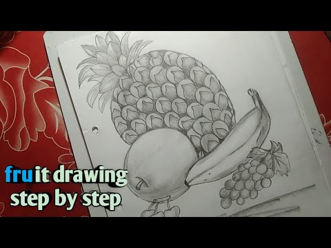 How to Draw Fruit Easy Step by Step || Fruit Bowl Drawing || Easy Fruit ...