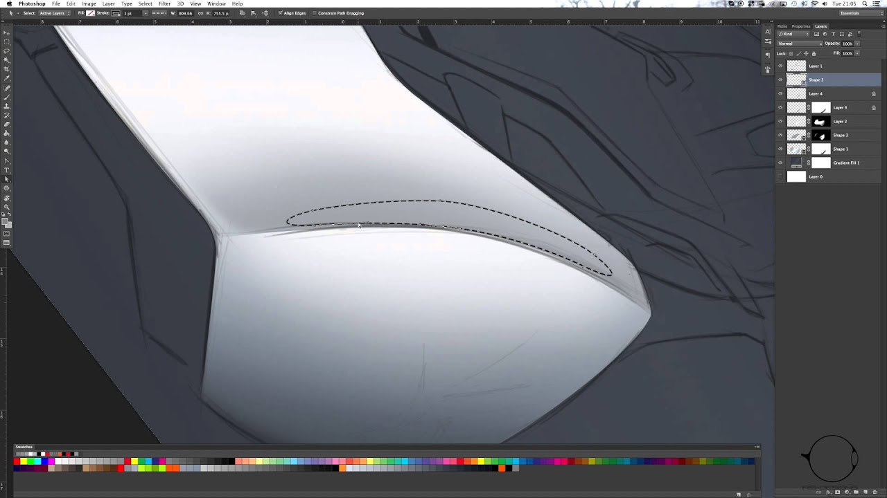 Car Rendering Tutorial - Using Shape Layers in Photoshop - YouTube