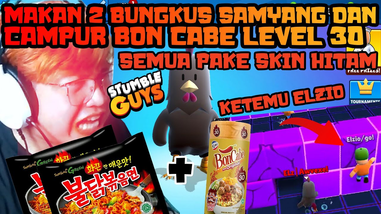CHALLENGE MAKAN SAMYANG 2 BUNGKUS + BON CABE LEVEL 30! DAN PAKE SKIN ...