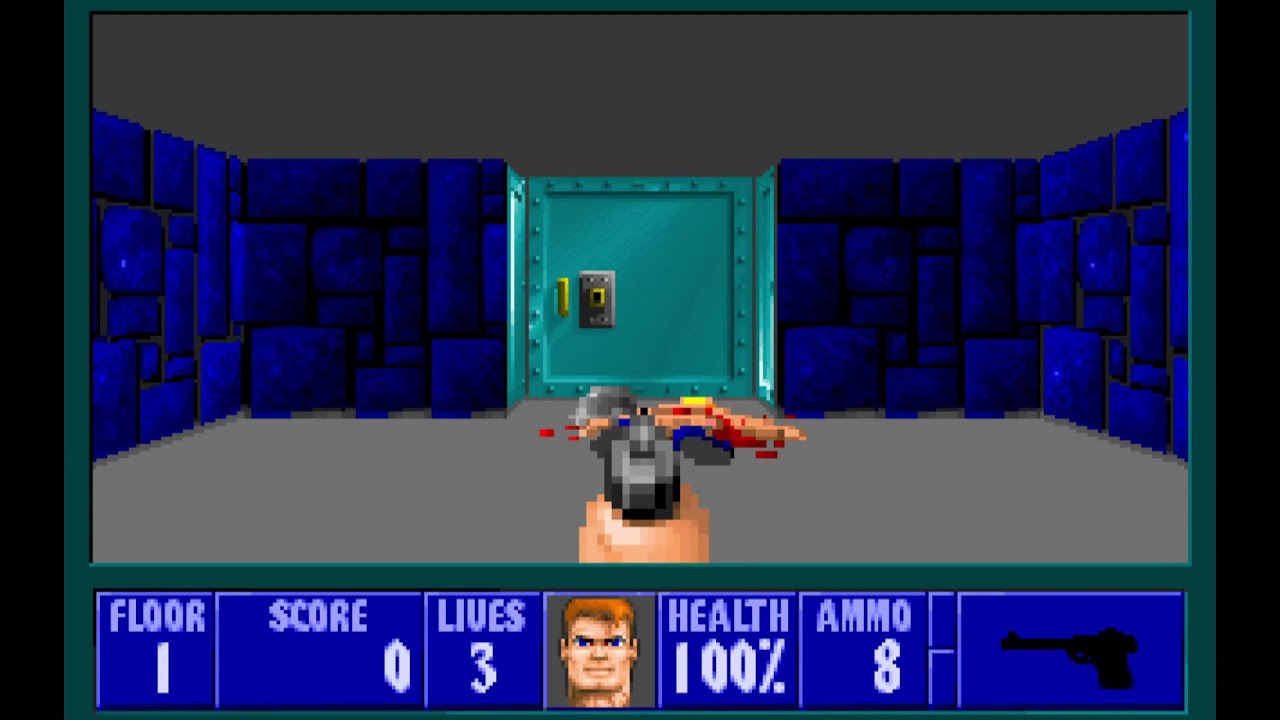 WOLFENSTEIN 3D 1992 - EPISODE ESCAPE FROM WOLFENSTEIN - LEVEL 1 FLOOR 1 ...