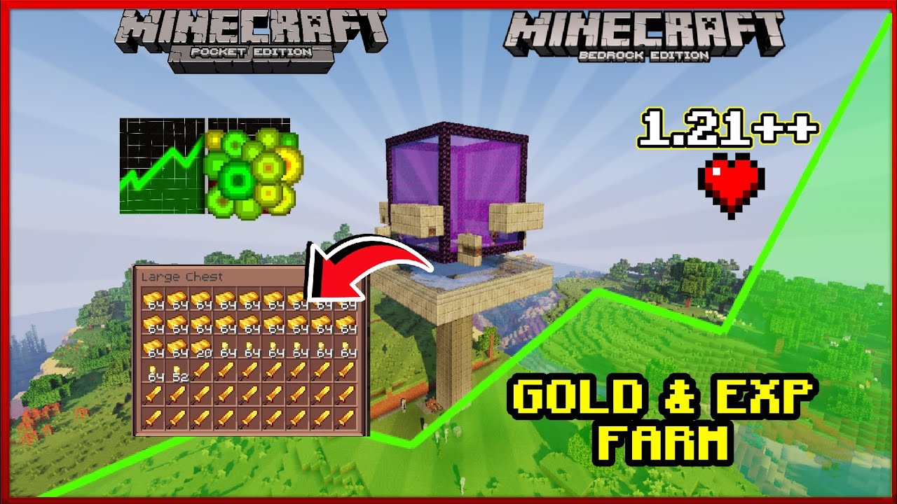 GOLD EXP FARM UNTUK MINECRAFT MCPE/MCBE 1.21+ - YouTube