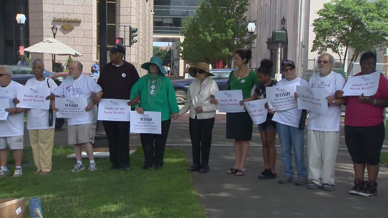 Seniors protest proposed social security cut - YouTube
